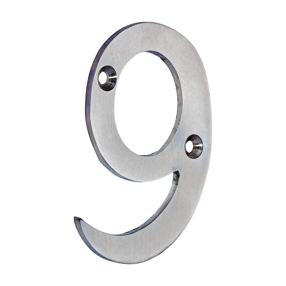 75 mm Door Numeral 9 – Satin Chrome House Number Plate Digit for Front ...