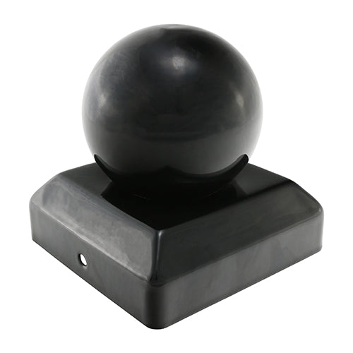 Ball Fence Post Cap – Epoxy Black | Decorative Metal Fence Post Top fo ...