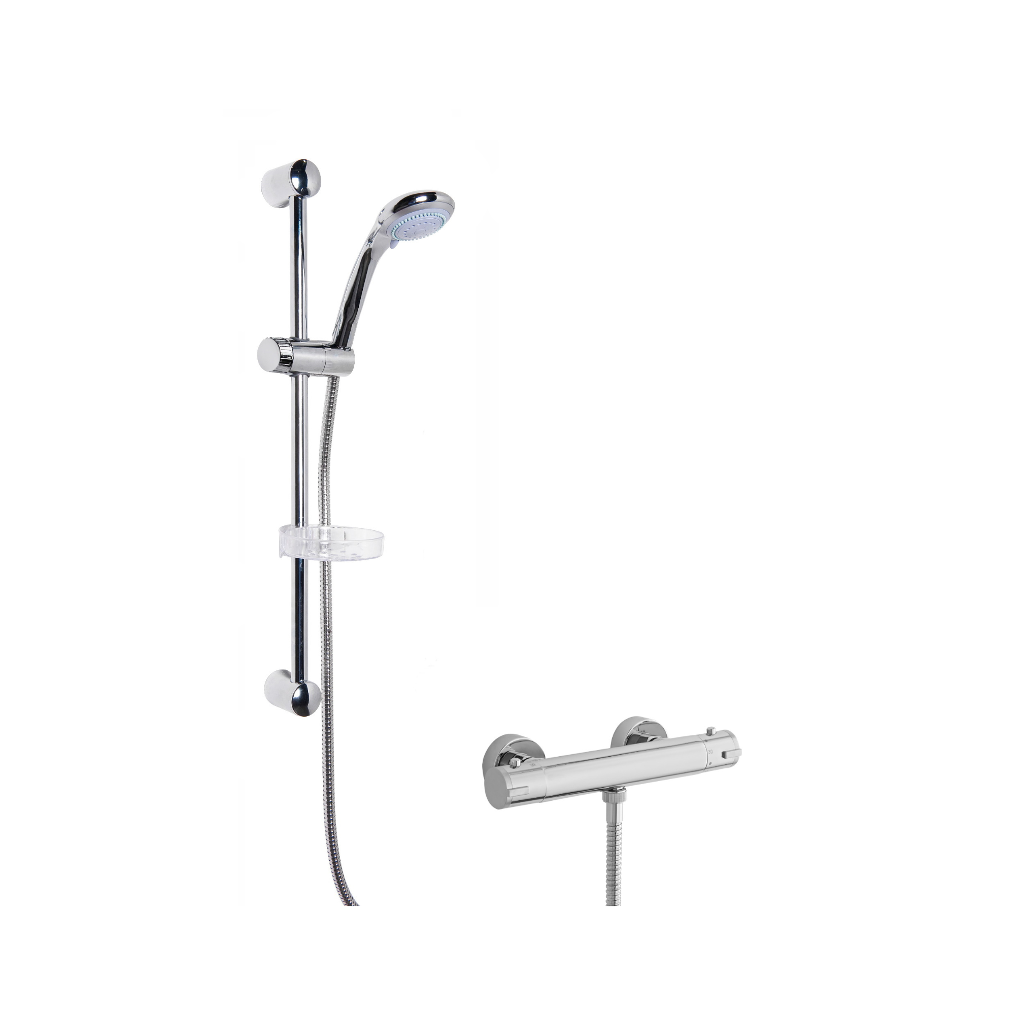 James Parker - Slide Rail Thermostatic Bath Shower & Round Bar Multi F ...