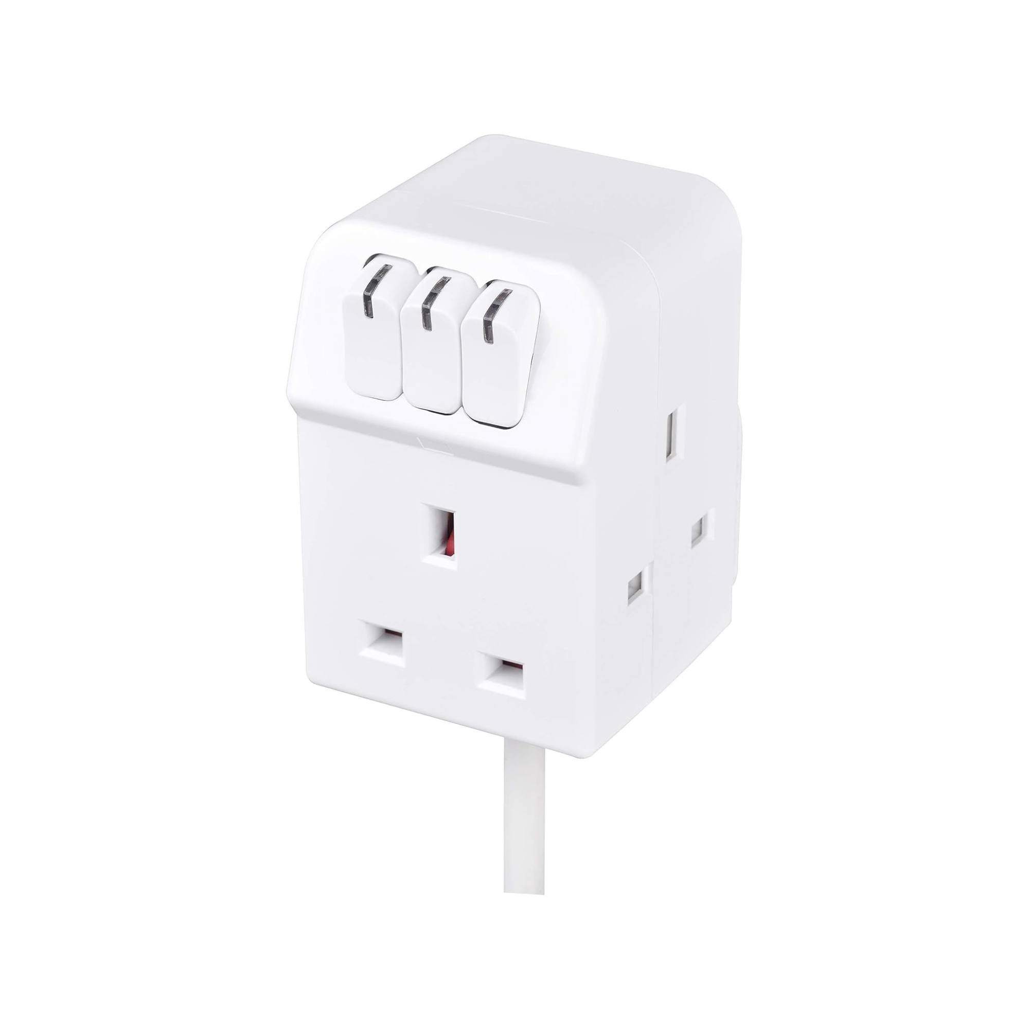 Masterplug Extension Lead - 3 Way Individually Switched Adaptor - Whit ...