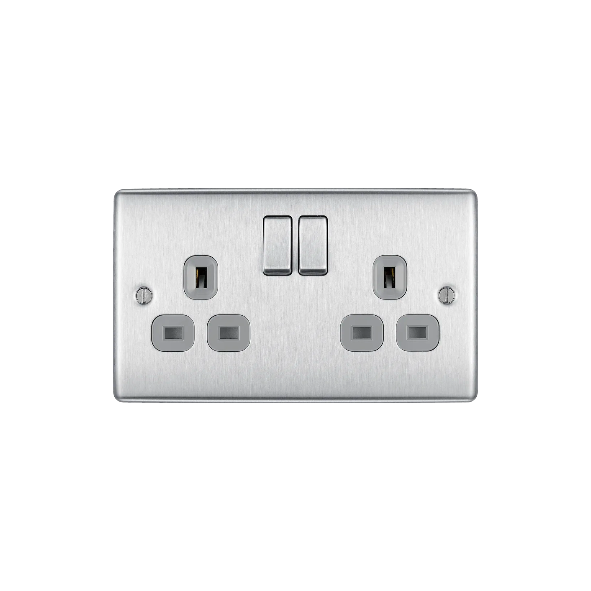 BG Electrical - NBS22G Double Pole, Double Plug Brushed Silver Light S ...