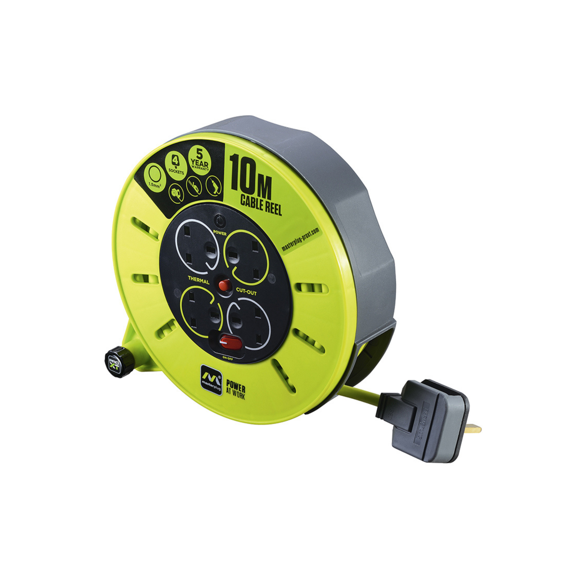 Masterplug Pro XT 4 Socket 13A Cassette Cable Reel 10m 240V – Fixings ...