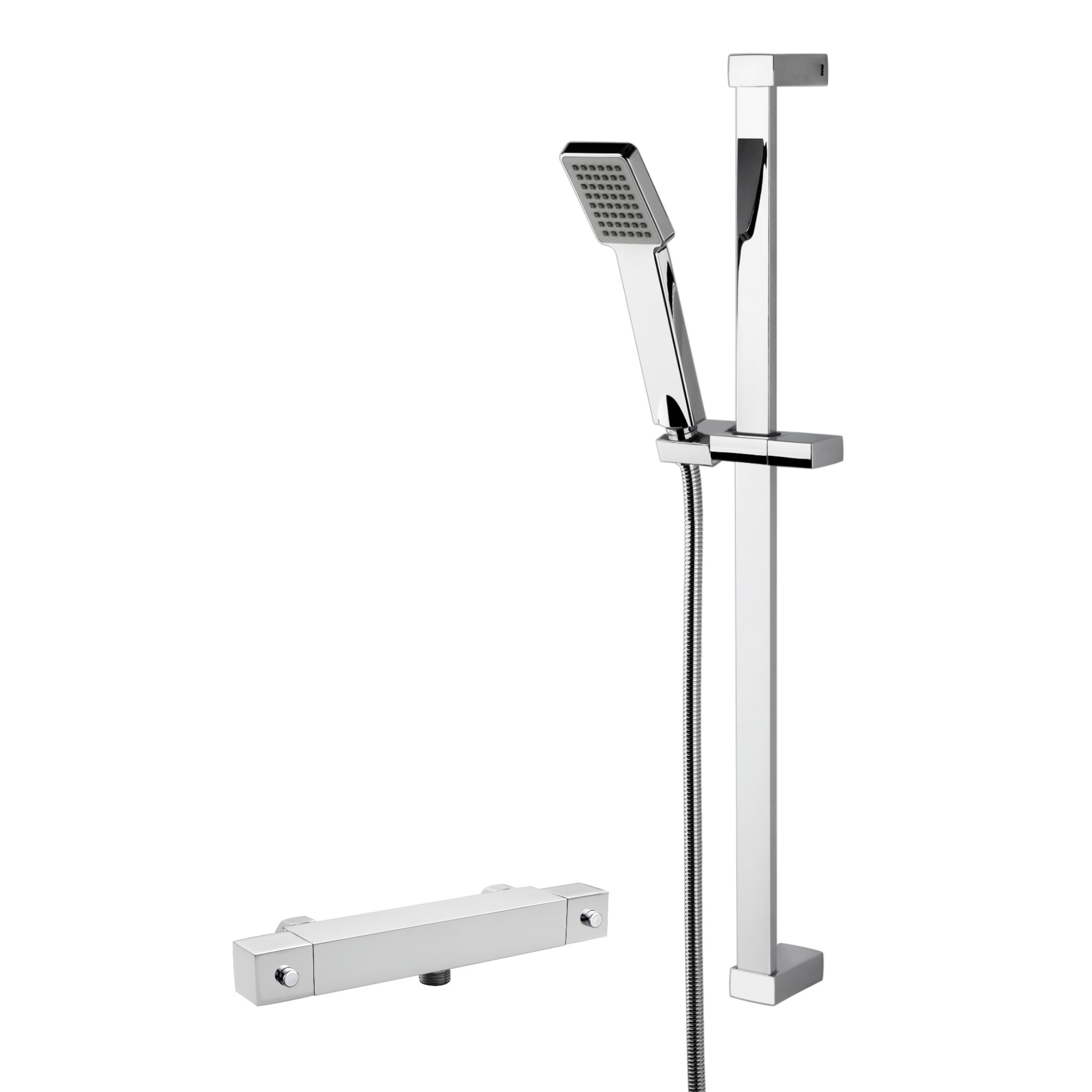 James Parker Thermostatic Square Bar Valve & Single Function Slide Rai ...